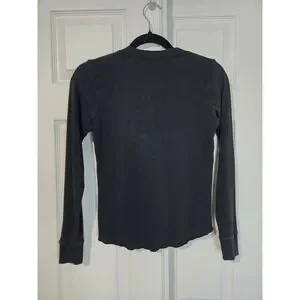 SKIMS | Tops | Skims Ribbed Long Sleeve Henley Top Soot Black Cotton ...